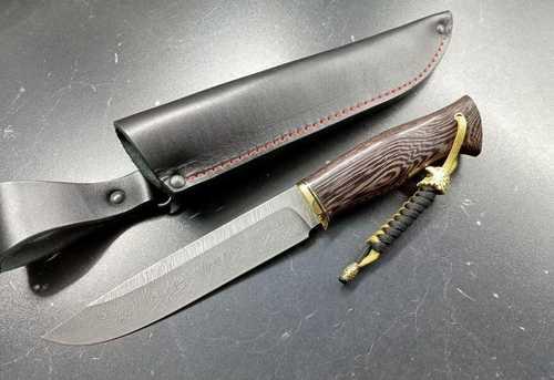 Нож охотничий ручной работы из дамасской стали