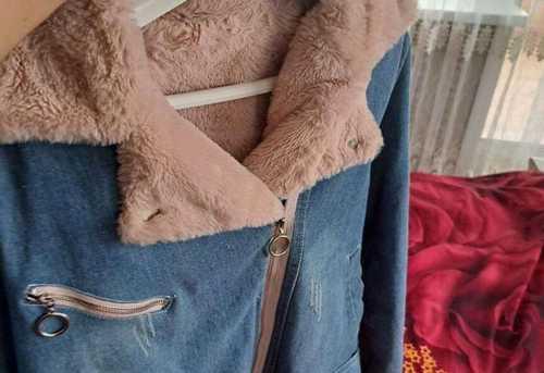 Куртка женская джинсовая демисезонная с экомехом