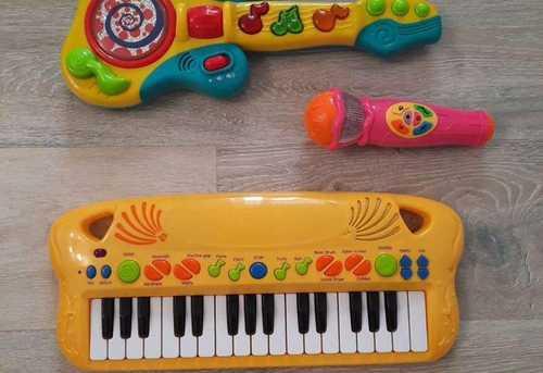 Пианино, гитара, микрафон музыкальные игрушки