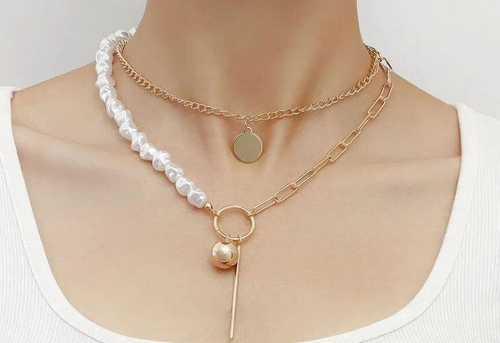 Женское ожерелье - Бижутерия: Жемчуг и золото