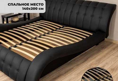 Кровать 140х200 двуспальная черная Мадрид