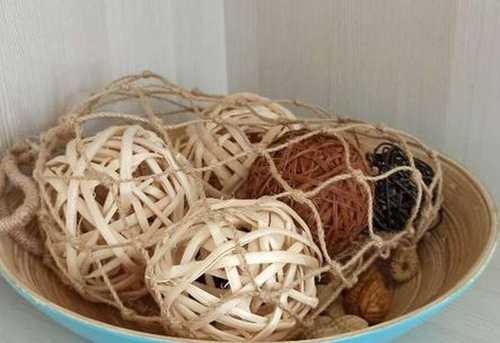 Набор декоративных шаров в сетке блюдо бамбук икеа