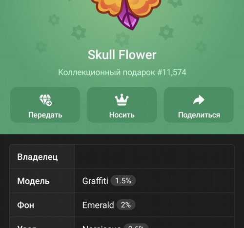 Редкий подарок телеграмм Skull Flower