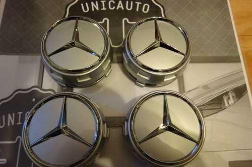 Колпачки колесных дисков бочка Mercedes Серебро