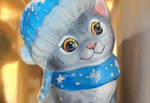 Елочные игрушки Ариель Котёнок в голубой шапочке