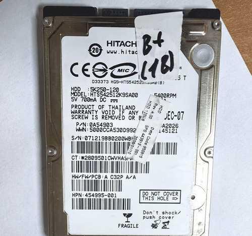 Жесткий диск 2,5 Hitachi 120Gb 1 бэд