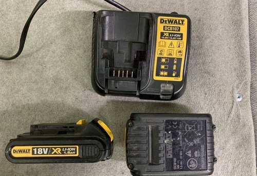 Зарядка и 2 аккумулятора для шуруповерта Dewalt