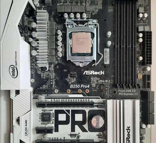 Материнская плата asrock b250 pro4 + celeron g3930