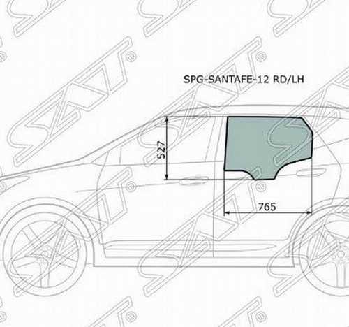 Стекло боковое опускное hyundai santa FE