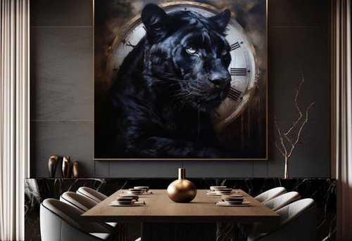 Картина маслом черная пантера Детальная прорисовка