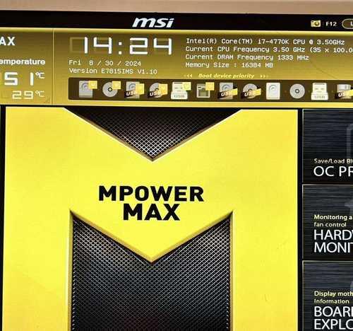 Msi z87 mpower i7-4770k 16gb