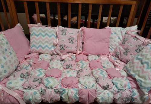 Бортики-подушки и одеялко в детскую кроватку