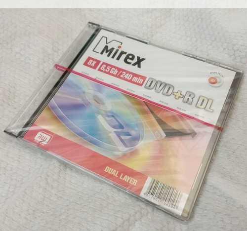 Компакт диск DVD+R Mirex, объем 8.5 гб, скорость 8