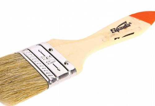 Кисть плоская 1.5" натуральная щетина деревянная р