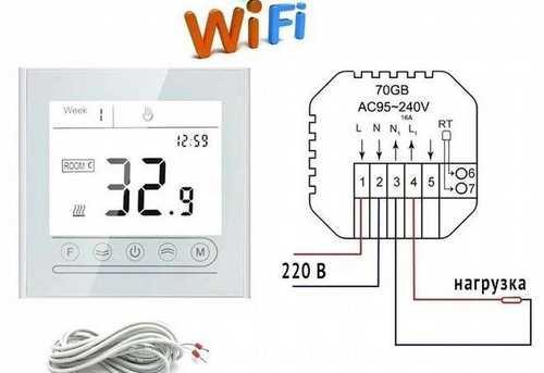 Терморегулятор MK70 full white wifi 3,5 кВч