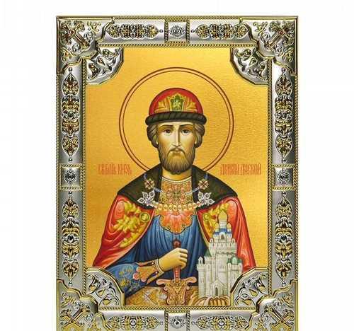 Икона димитрий (Дмитрий) Донской, Благоверный Князь (серебряная риза, киот)