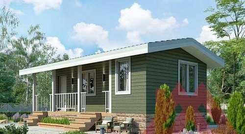 Каркасный дом 9,5х4,5 (42м.кв) с верандой