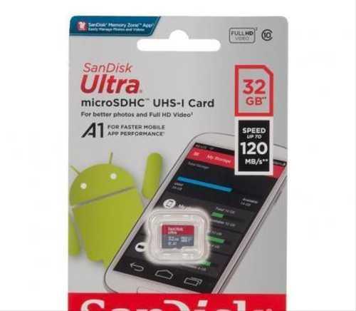 Карта памяти microsdxc 32Gb SanDisk Class 10 sdsqu