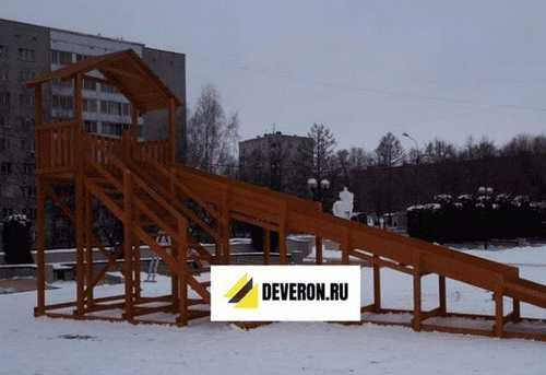 Зимняя горка, деревянная горка
