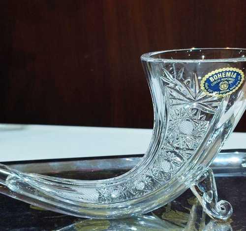 Рог хрусталь Богемия Чехия