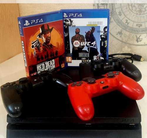 Sony playstation 4 slim 1tb 3 гейпада