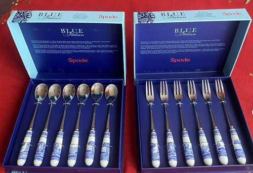 Spode Blue Italian чайные ложки и десертные вилки