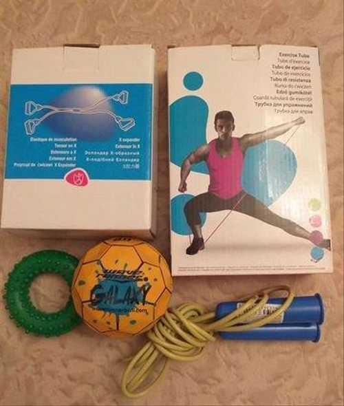 Скакалка эспандер фитнес-резинка мяч