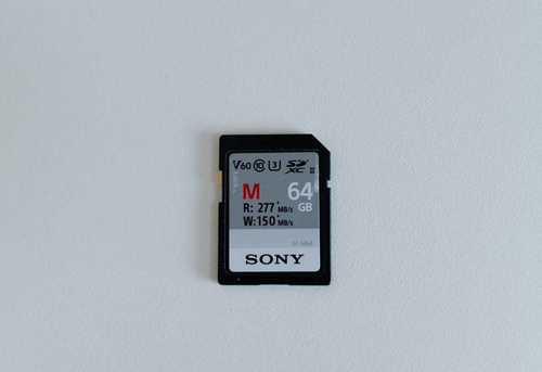 Высокоскоростная Карта памяти Sony SD 64gb v60