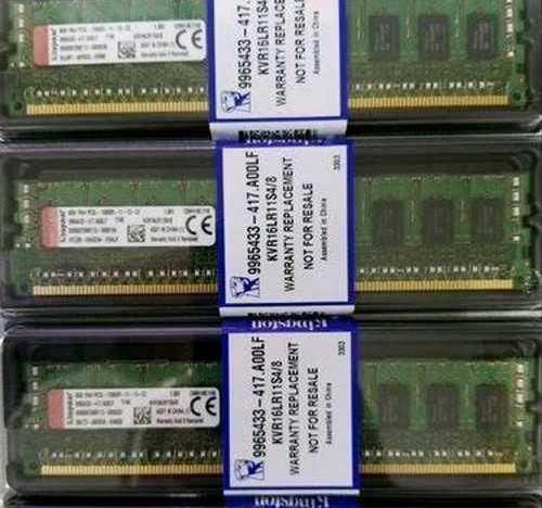 Память Kingston 16GB DDR3 ECC Reg 1600 мгц KVR16LR