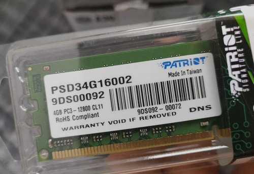 Модуль памяти DDR3 4GB Patriot Memory PSD34G16002
