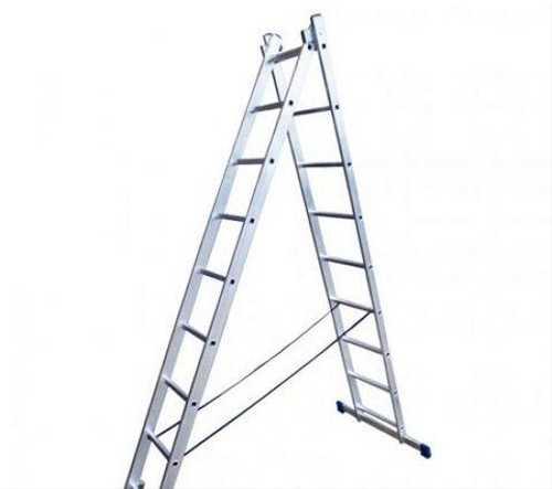 Лестница двухсекционная Алюмет 2x9 алюминиевая