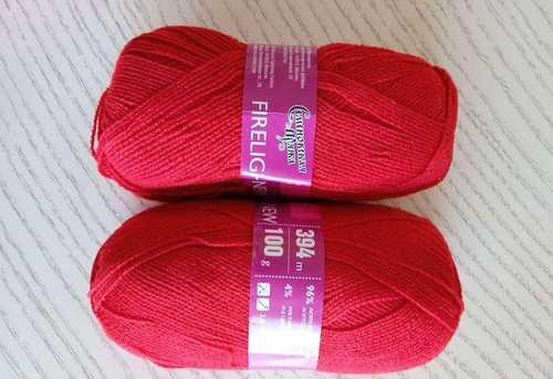 Пряжа для вязания 394м 100г цвет кармин-красный