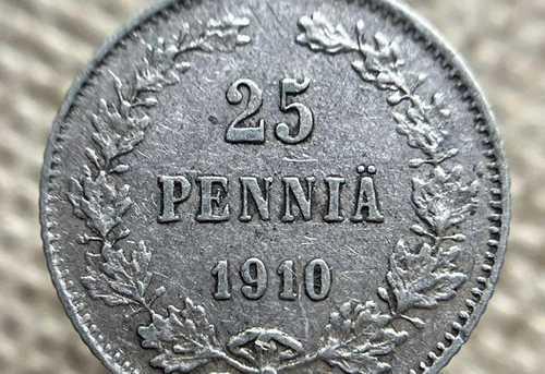 25 пенни 1910 г Русская Финляндия редкая