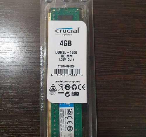 Оперативная память crucial 4gb ddr3l-1600 udimm