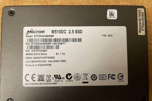 Серверный SSD Micron M510DC SATA 2.5" 480GB