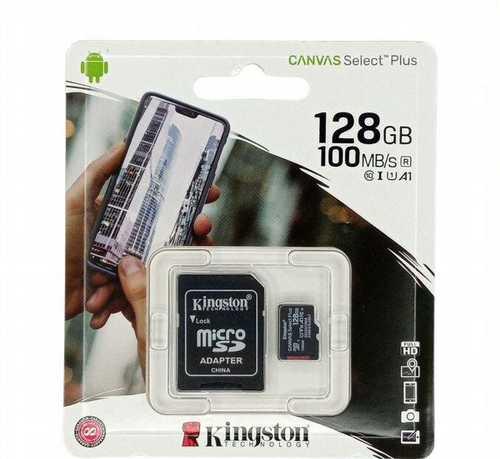 Карта памяти microSD Kingston Canvas 128гб 100мб/с