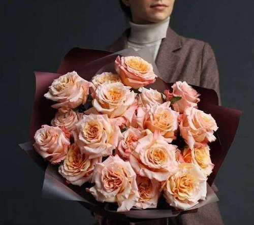 Живые цветы букеты розы, карамельные розы