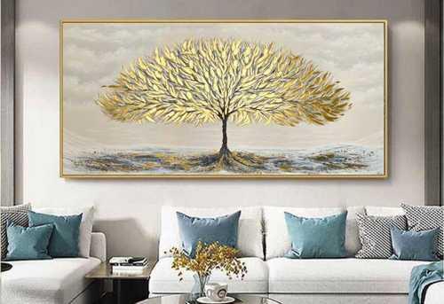Картина "Золотое дерево", 3D. 70/140. В наличии