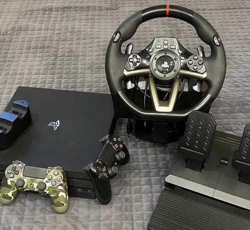 Sony Playstation 4pro с Рулем Hori Racing Wheel