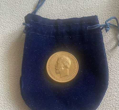 Монета золотая 10 рублей Николай 2 - 1902год
