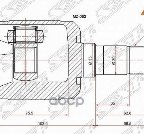 Шрус внутренний LH mazda 6 GH МКПП MZ-062 Sat