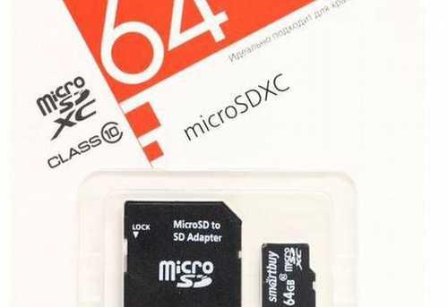 Карта памяти microSD 64GB class 10 (с адаптером) S