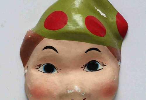Новогодняя маска клоун скоморох СССР папье-маше