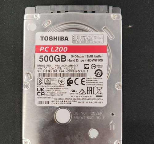 Жесткий диск Toshiba 500gb 2.5" Hdkcb16zka01