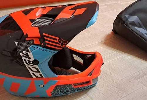 FOX rampage PRO carbon helmet aqua, красно-серый