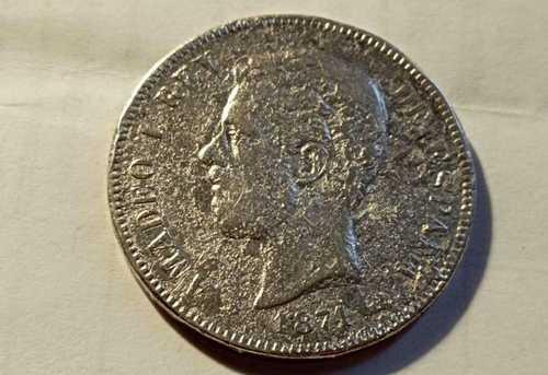 5 песет 1871 года. Испания