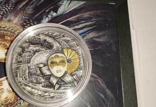 Монета серебро 2 Oz Ниуэ 5 Венецианская маска