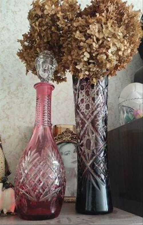 Хрустальная ваза и графин