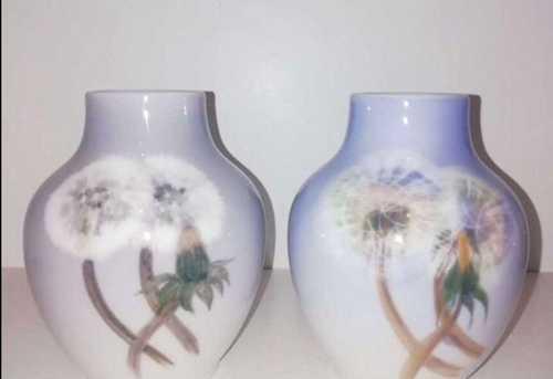 Фарфоровая ваза одуванчики, ручная роспись, Дания