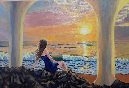 Картина ''Девушка у моря"